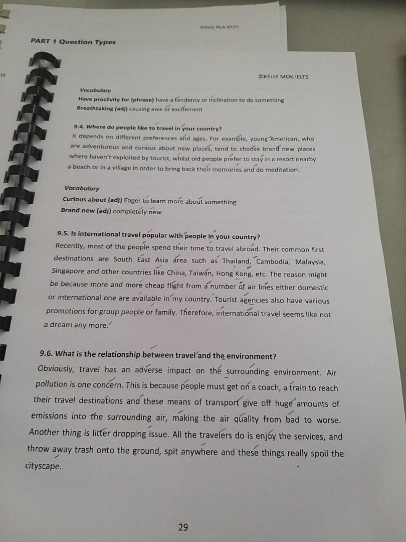 IElTS speaking note kelly mok, 興趣及遊戲, 書本 & 文具, 教科書 - Carousell