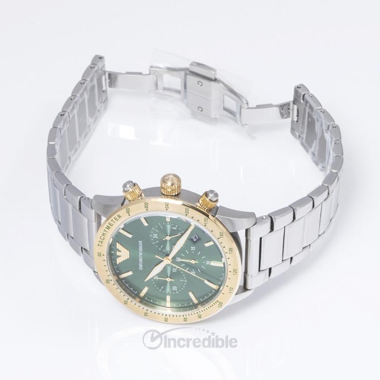 [NEW] Emporio Armani Quartz Green Dial Stainless Steel Men's Watch ...