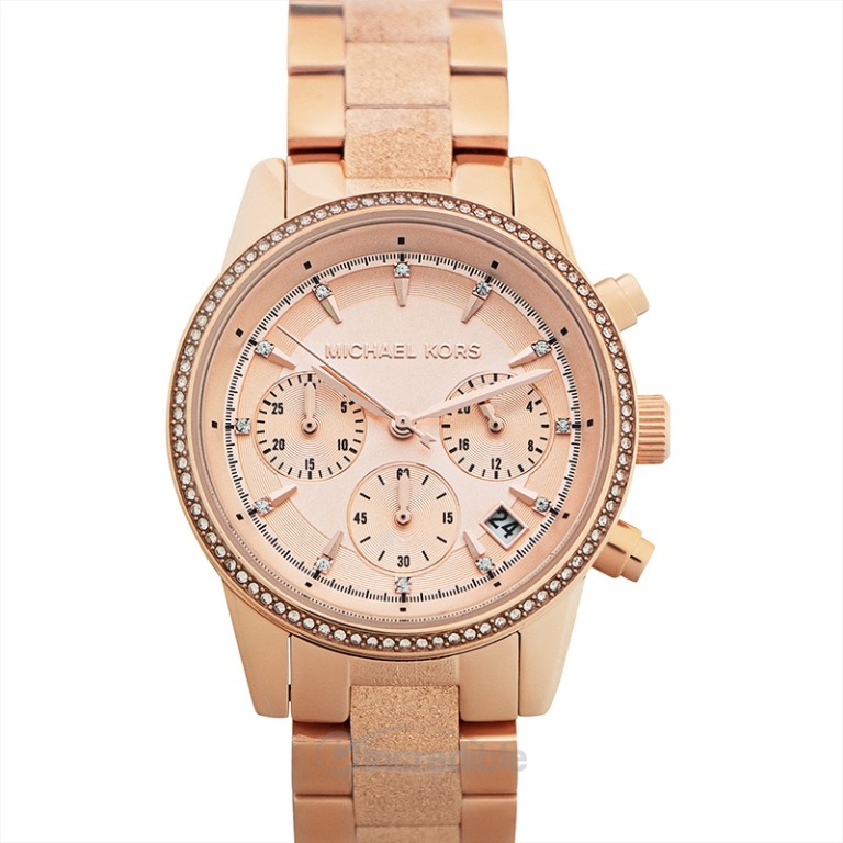 [NEW] Michael Kors Ritz Quartz Rose Gold Dial Stainless Steel Ladies ...