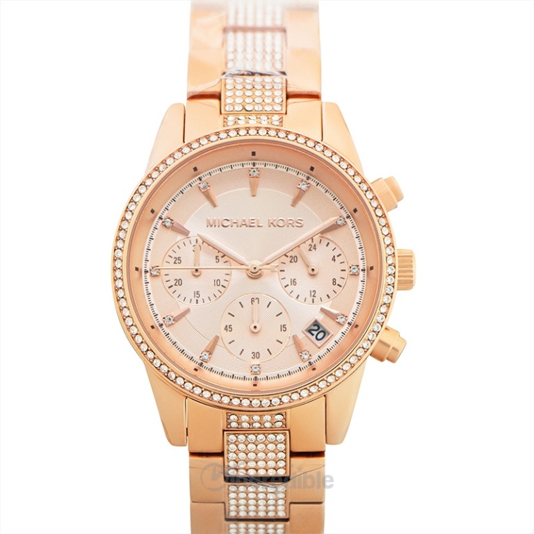 [NEW] Michael Kors Ritz Quartz Rose Gold Dial Stainless Steel Ladies ...