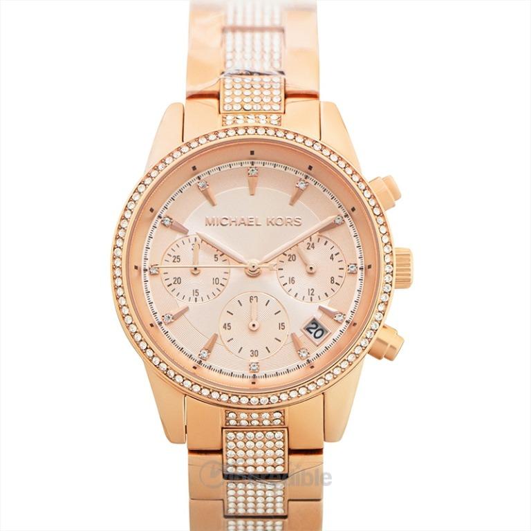 Michael Kors Ladies Chronograph Watch Ritz Rose Gold MK6357