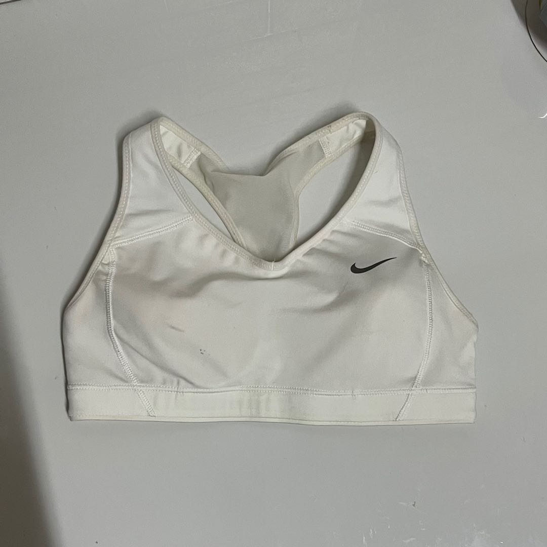 Nike White Sports Bra, Women's Fashion, Activewear on Carousell