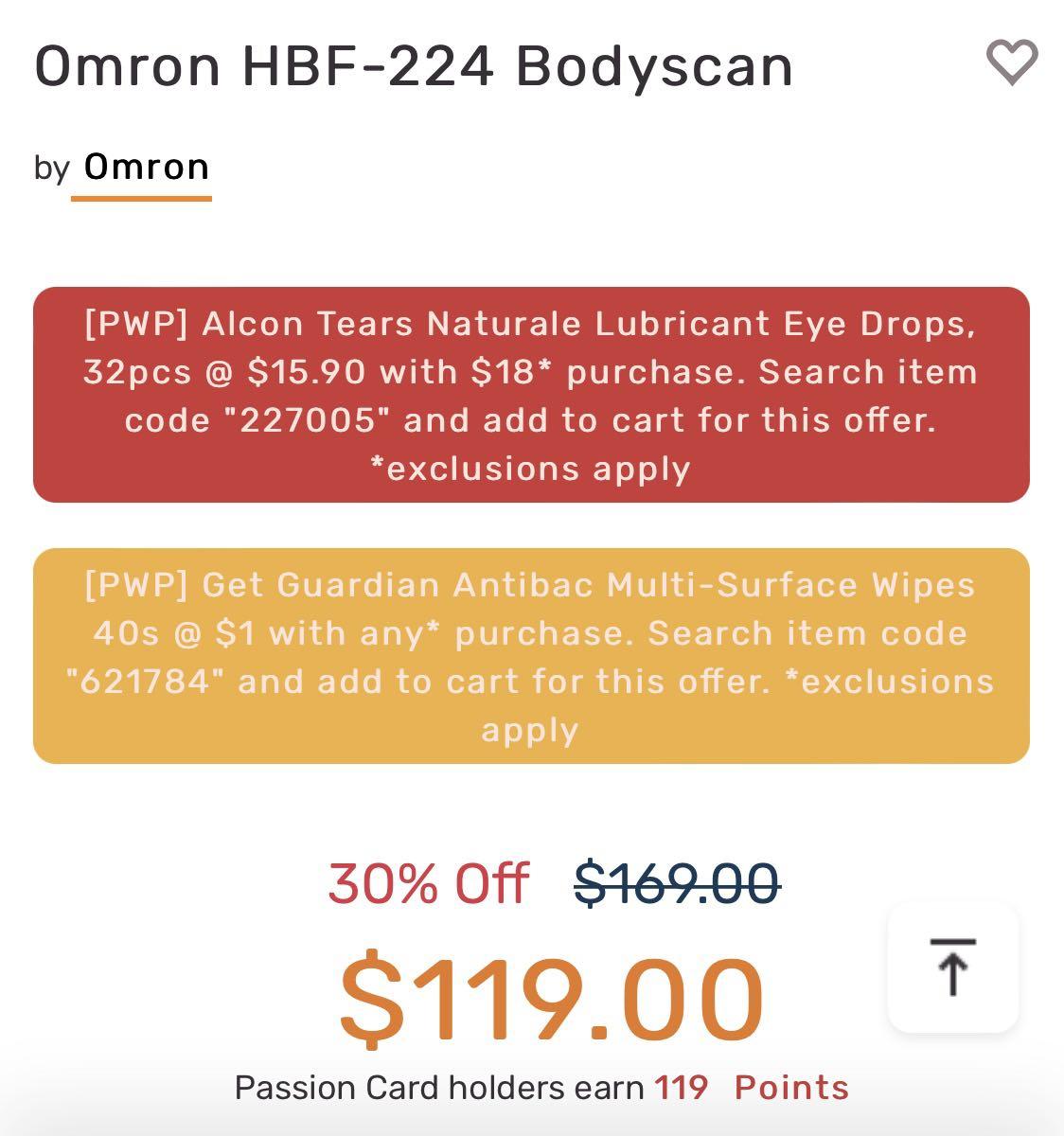 Omron Weight Scale Body Composition Monitor BodySCAN HBF-224, Health ...