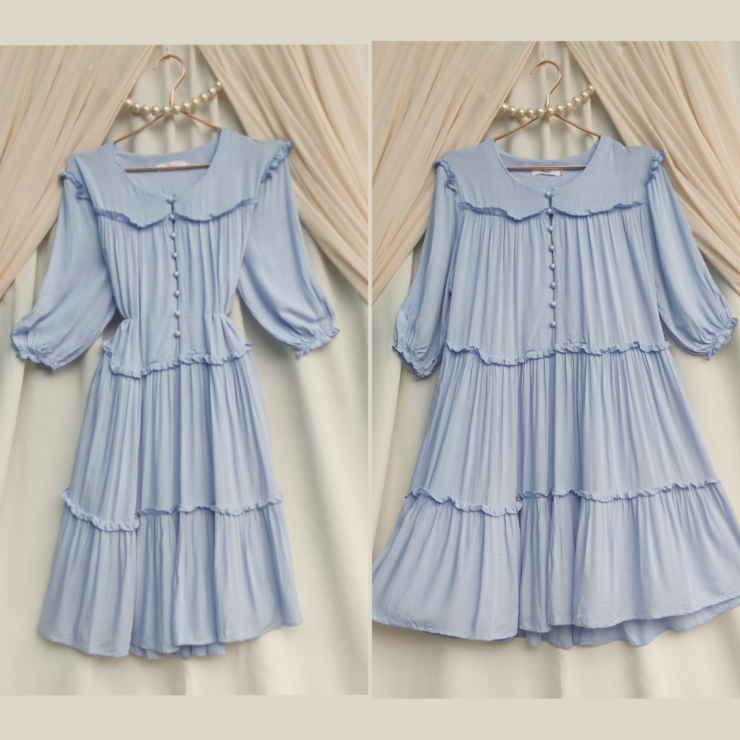 Powder Blue Layered Dress, Women's Fashion, Dresses & Sets, Dresses on ...