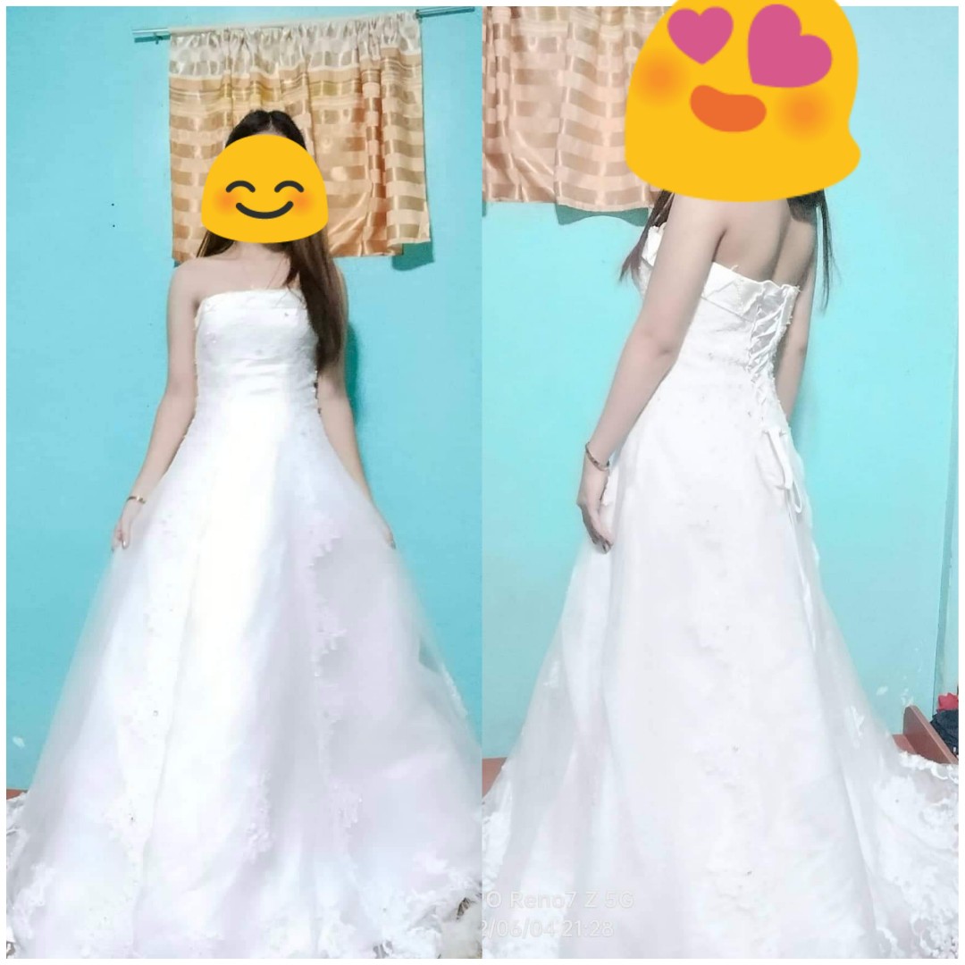 Preloved tube wedding gown, Women's Fashion, Dresses & Sets, Evening ...