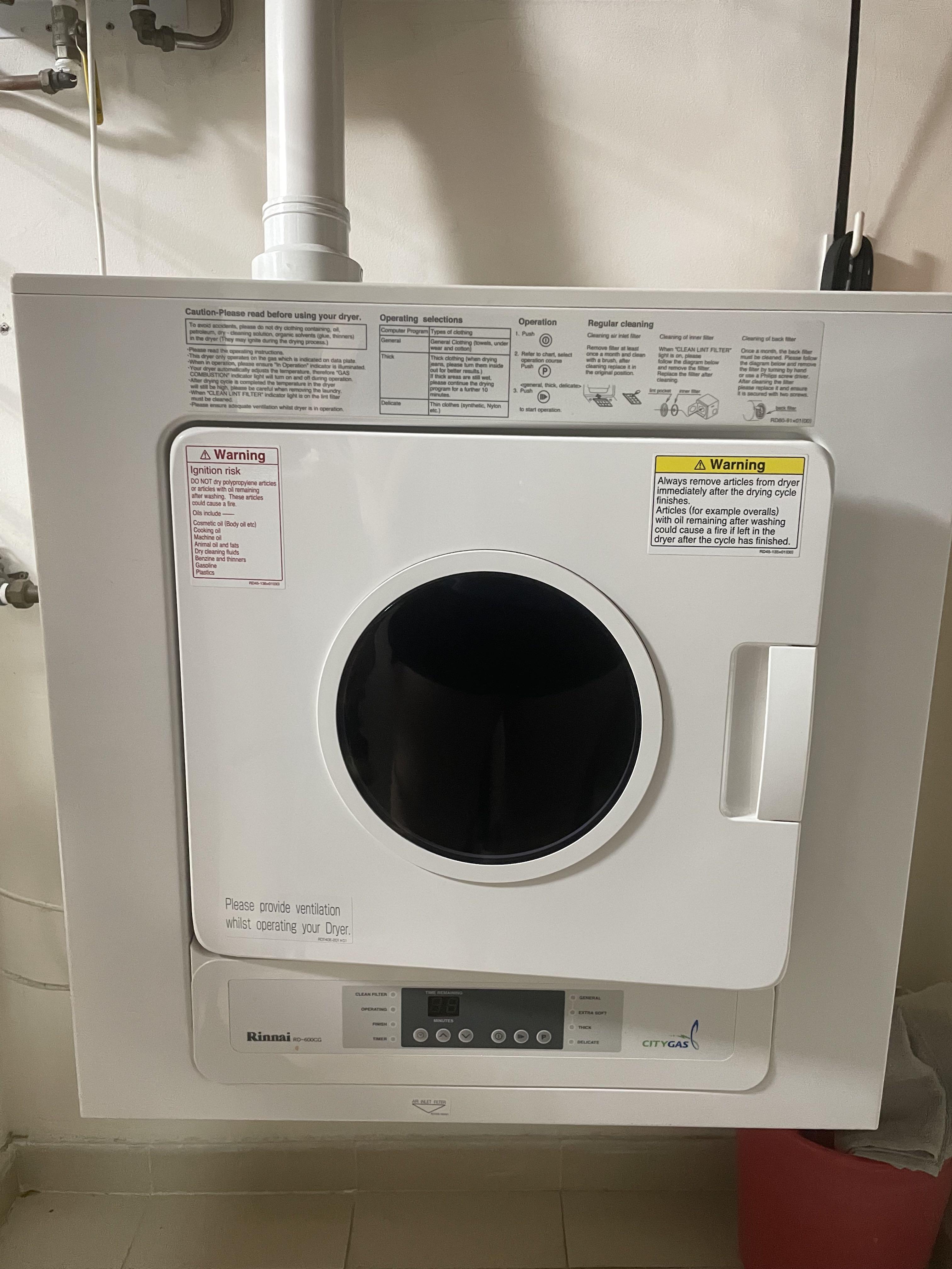 Rinnai Gas Clothes Dryer RD-600CG, TV & Home Appliances, Washing ...