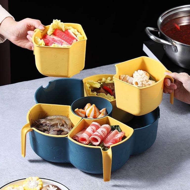 Rotating Hot Pot steamboat Platter Vegetable Drain Basket Side Dish ...