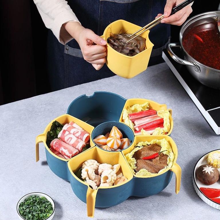 Rotating Hot Pot steamboat Platter Vegetable Drain Basket Side Dish ...