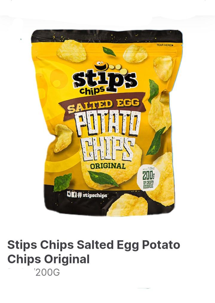 Stips Chips Salted Egg, Food & Drinks, Packaged & Instant Food on Carousell