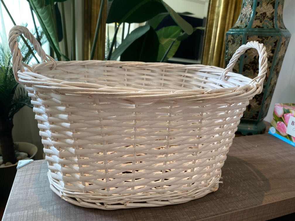 White rattan basket, Furniture & Home Living, Home Improvement ...