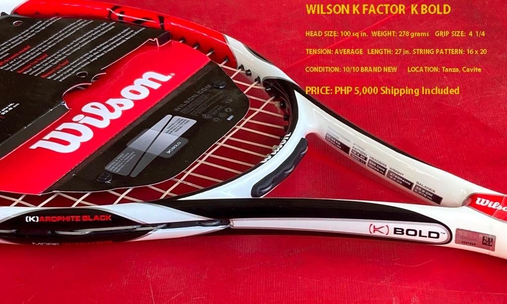 WILSON K FACTOR K BOLD, Sports Equipment, Sports & Games, Racket and ...