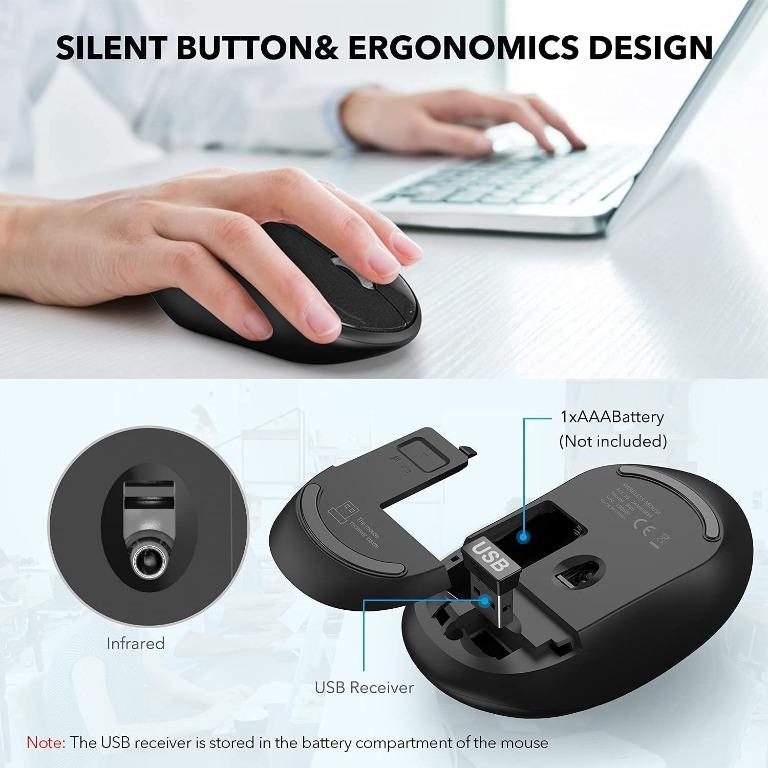 Wireless Keyboard Mouse Combo, WisFox 2.4GHz Slim Full-sized Advanced ...