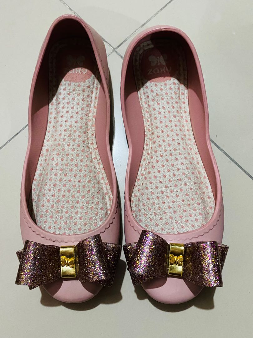 ZAXY Ballet flats pink ribbon US SIZE 5, Women's Fashion, Footwear ...