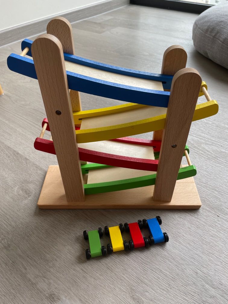 Play22 Wooden Car Ramps Race - 4 Level Toy Car Ramp Race Track Includes ...