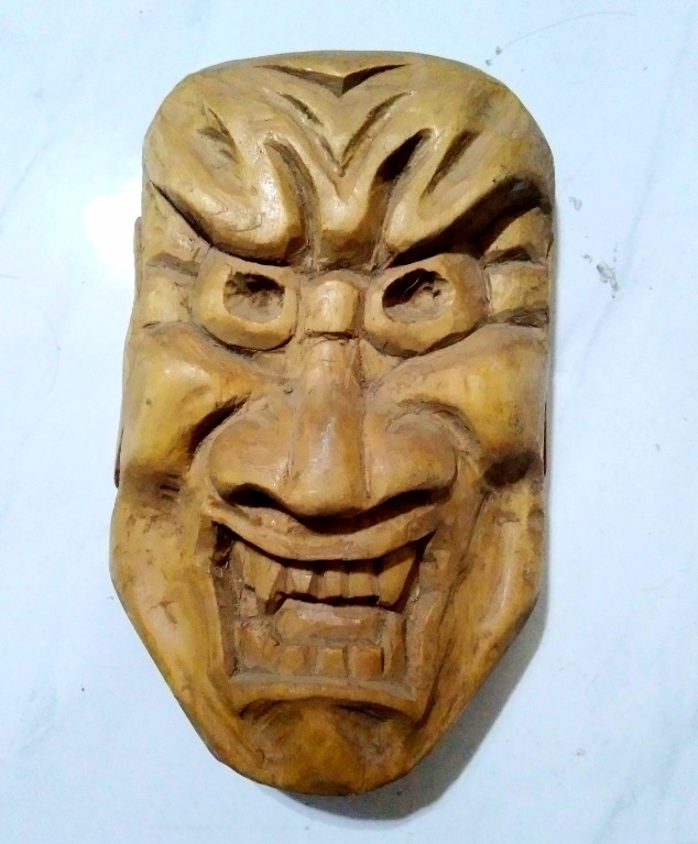 8.5" Vintage Kamado-men Japanese Hand-carved Wooden Mask, Hobbies ...