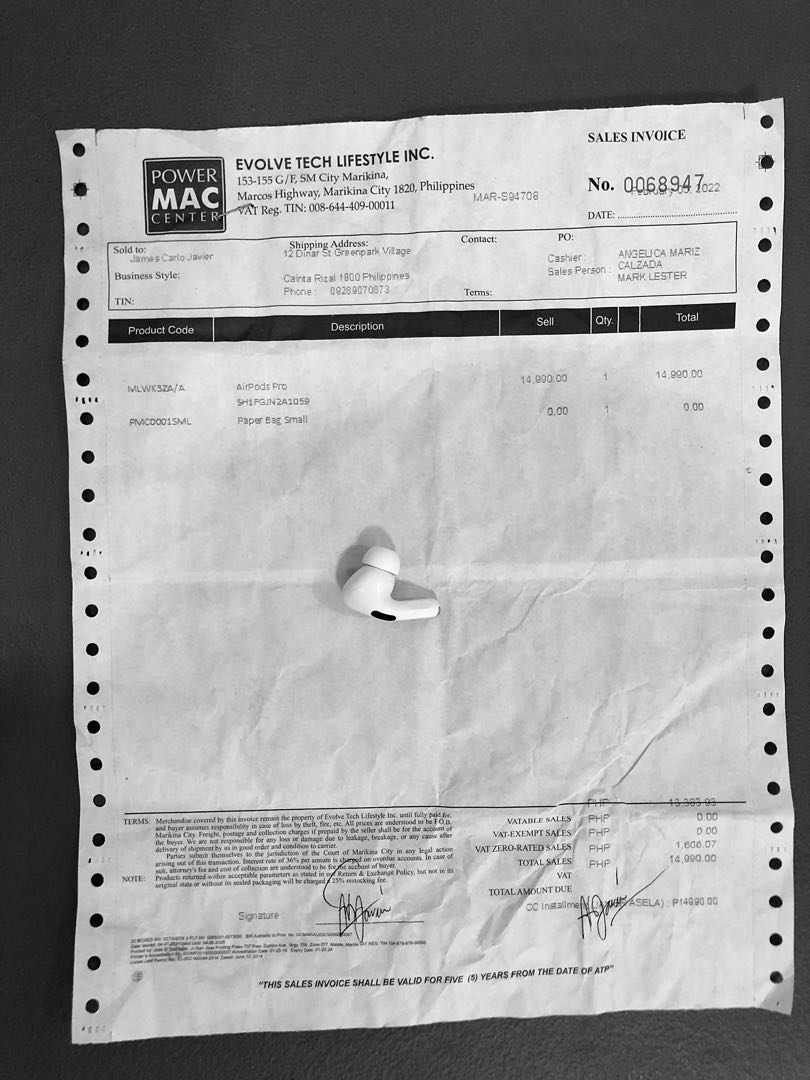 Airpods pro LEFT POD ONLY (with original receipt and warranty), Audio ...