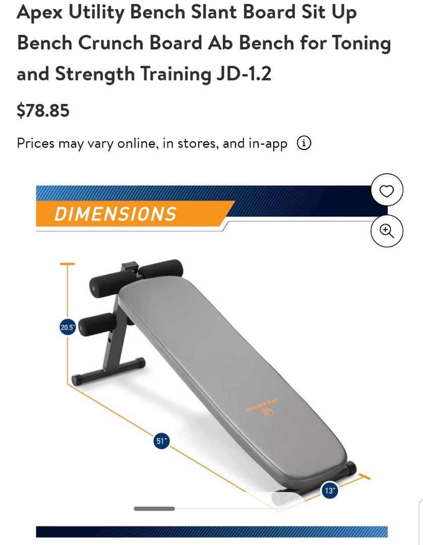 Bench Slant Board Sit up, Sports Equipment, Exercise & Fitness, Cardio ...