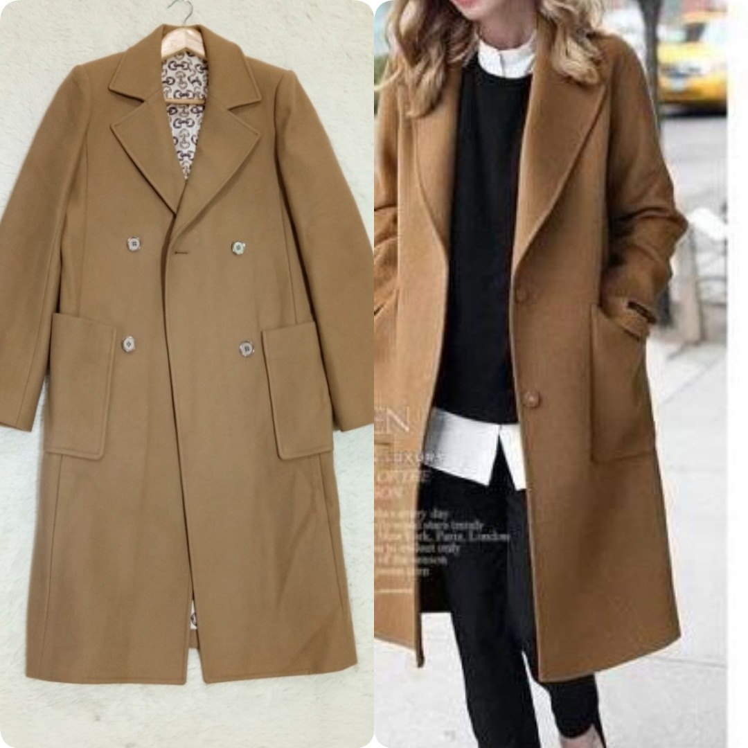 Camel/ Beige Long Wool Coat for Autumn/winter, Women's Fashion, Coats ...