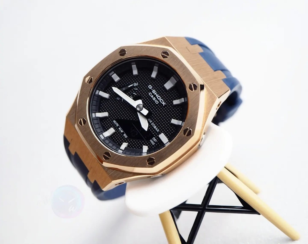 Casioak 21001A (45mm) Custom black faceplate, with rose gold metal ...