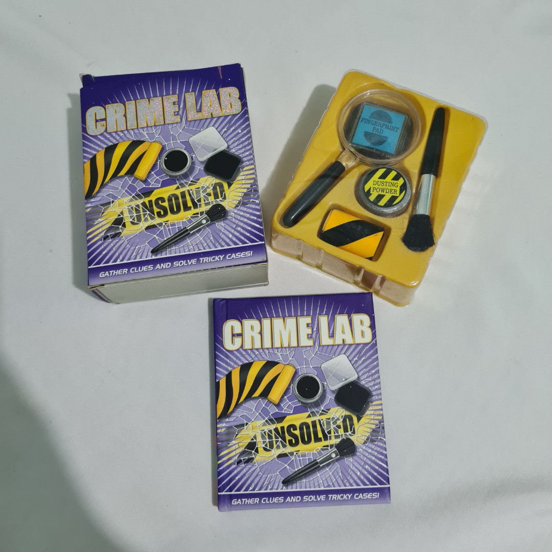 Crime Lab Unsolved Book Toy True Crime Fingerprint caution tape brush ...