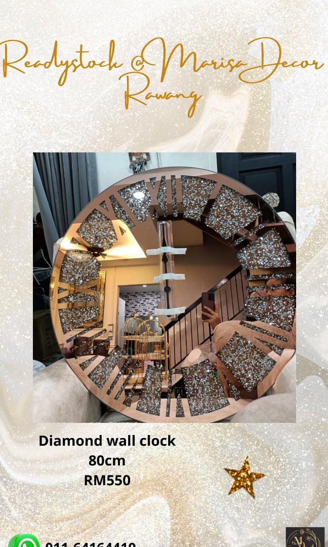 Diamond crush wall clock 80cm, Furniture & Home Living, Home Decor ...