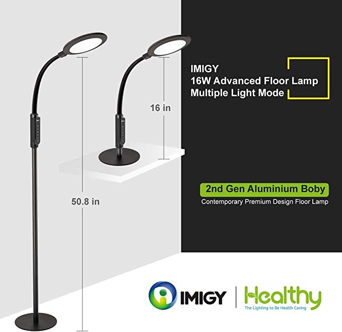 [FREE DELIVERY]IMIGY 16W LED Floor Lamp, 1200 Lumens Flexible Floor ...