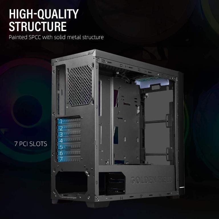 GOLDEN FIELD Z3 ATX Computer Case, Gaming PC Case, Mid Tower, Pre ...