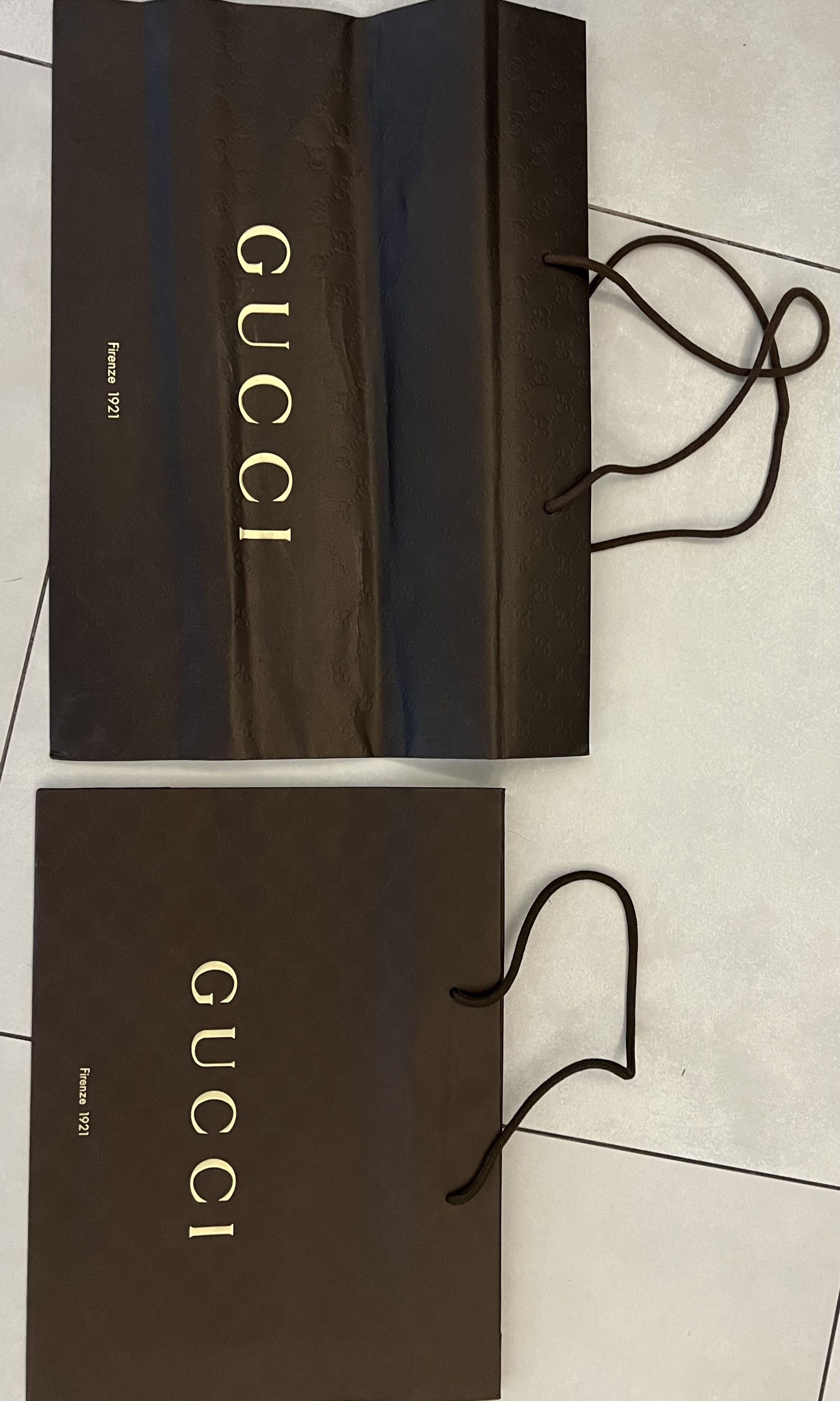GUCCI paper bag large & Medium, Luxury, Bags & Wallets on Carousell