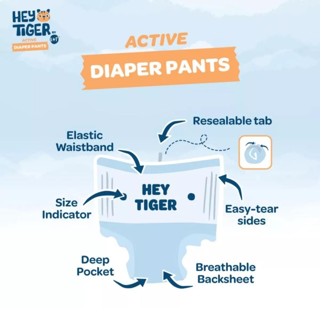 Hey Tiger Pants Diaper L, Babies & Kids, Bathing & Changing, Diapers ...
