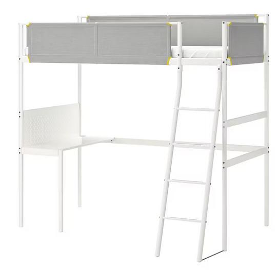IKEA High Bed in Great Condition (VITVAL Loft Bed Frame) including desk ...
