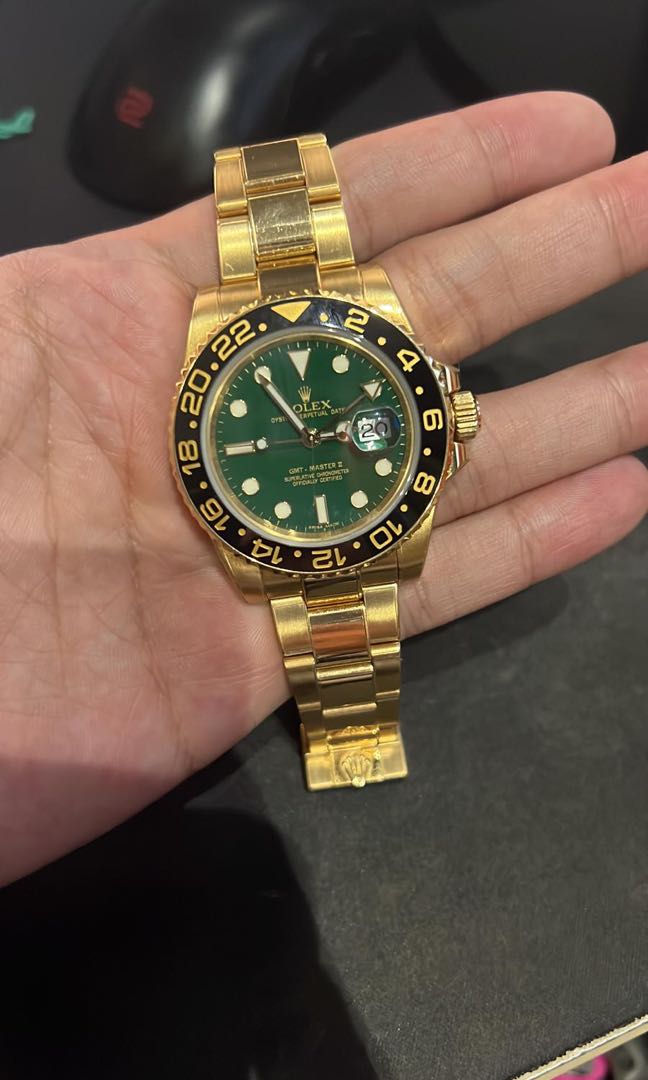 Today Only! Jade Dial Gmt Full Gold 116718ln, Luxury, Watches on Carousell