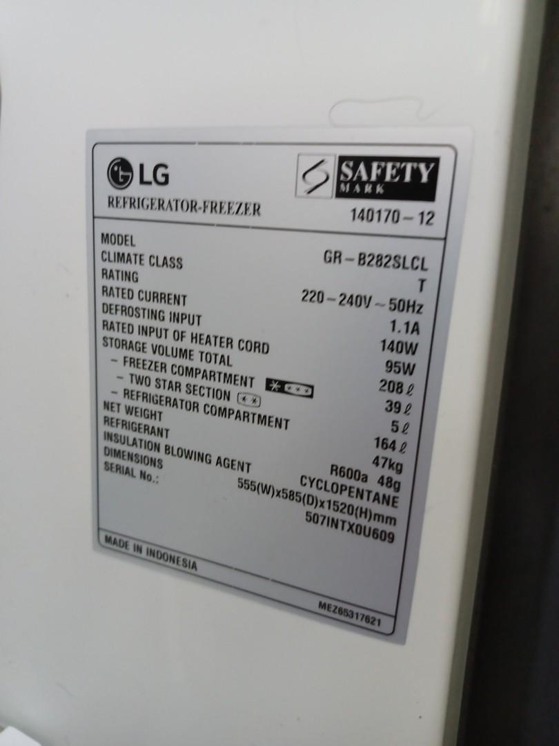Lg refrigerator fridge inverter 208L net warranty 2months, TV & Home ...