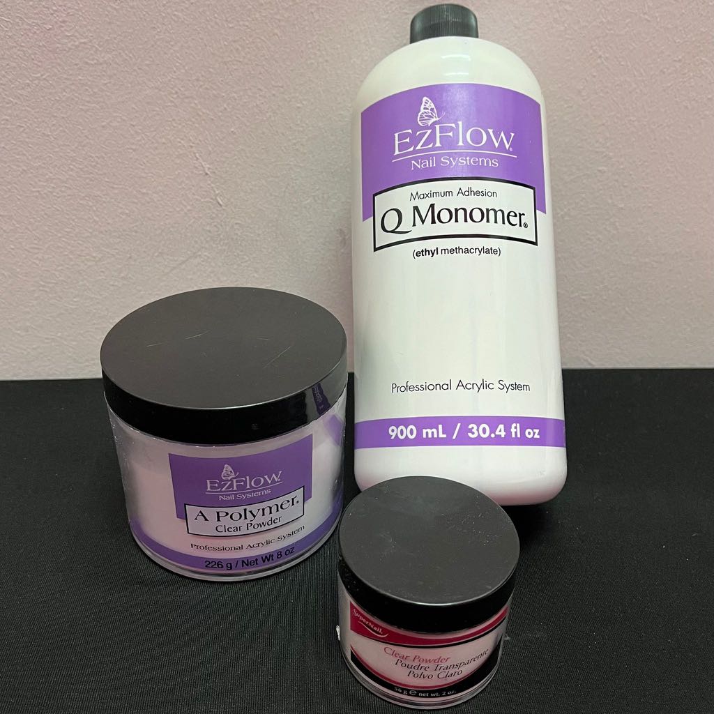 LIKE NEW! EzFlow acrylic nail system set monomer acrylic powder ...