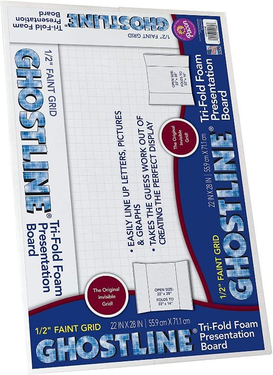 PACON Ghostline Foam Tri-Fold Presentation Board 0.5 Inch Foam ...