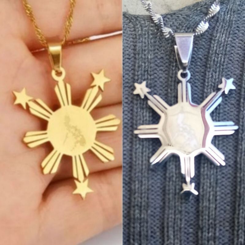 Philippines Map Flag Pendant Necklace for Women or Men Pilipinas Gold ...