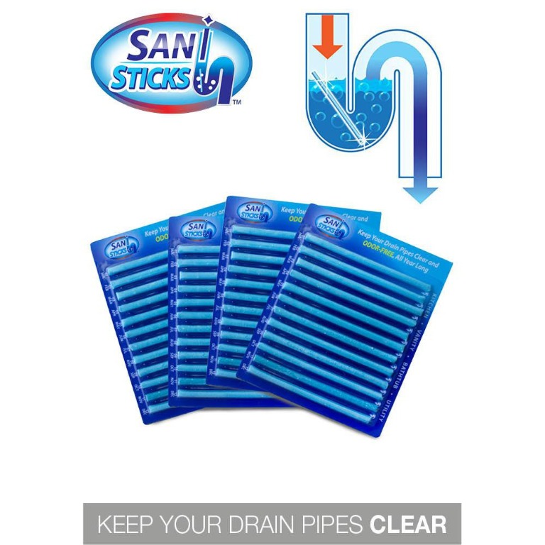 Sani Sticks Clear Drain Drainage Sink Pipes Clearing Odour Free Clog ...