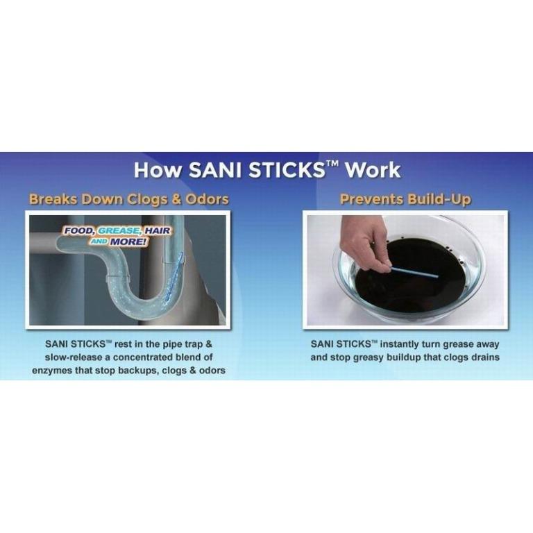 Sani Sticks Clear Drain Drainage Sink Pipes Clearing Odour Free Clog ...