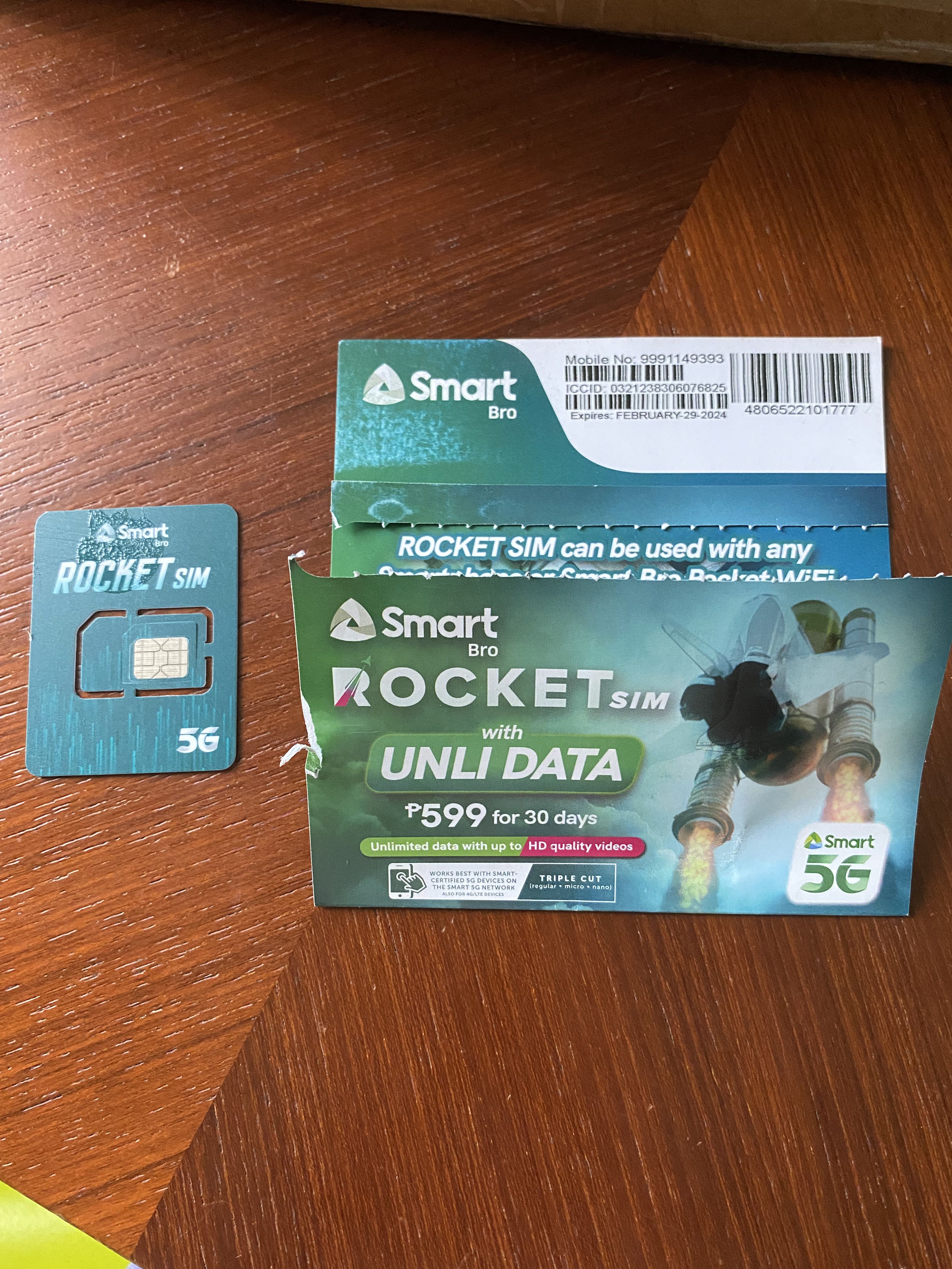 Smart Bro Rocket Sim with UNLI DATA, Mobile Phones & Gadgets, Mobile ...
