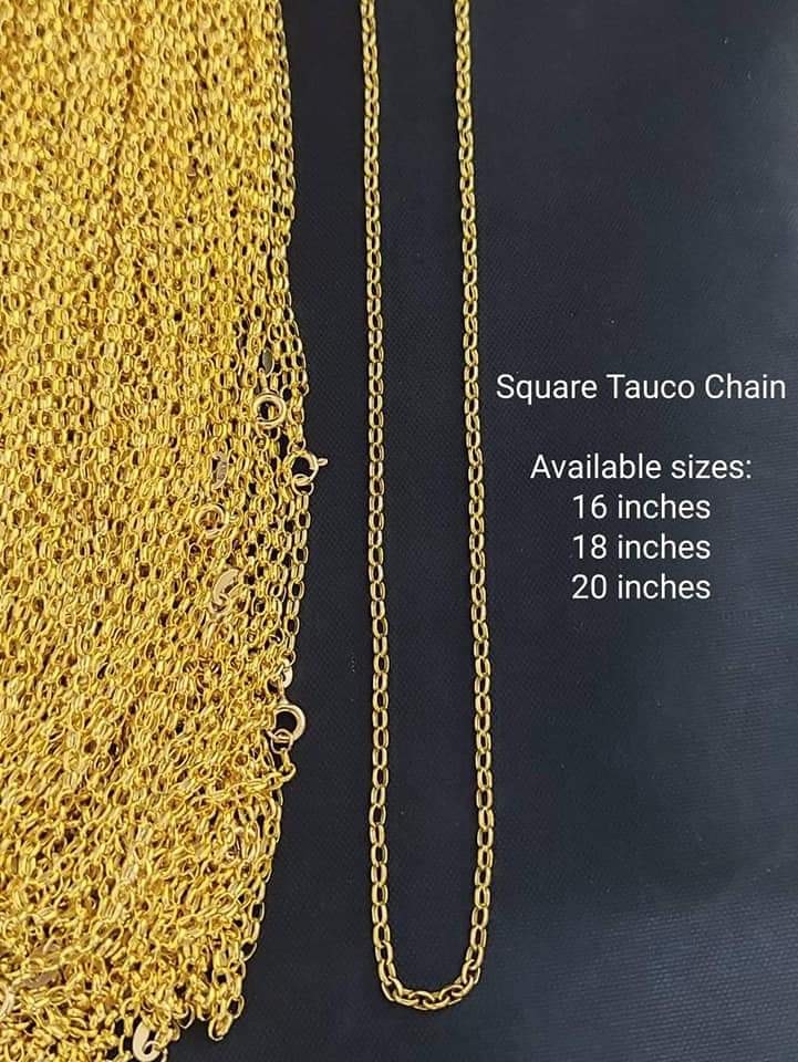 18k square tauco chain, Women's Fashion, Jewelry & Organizers ...