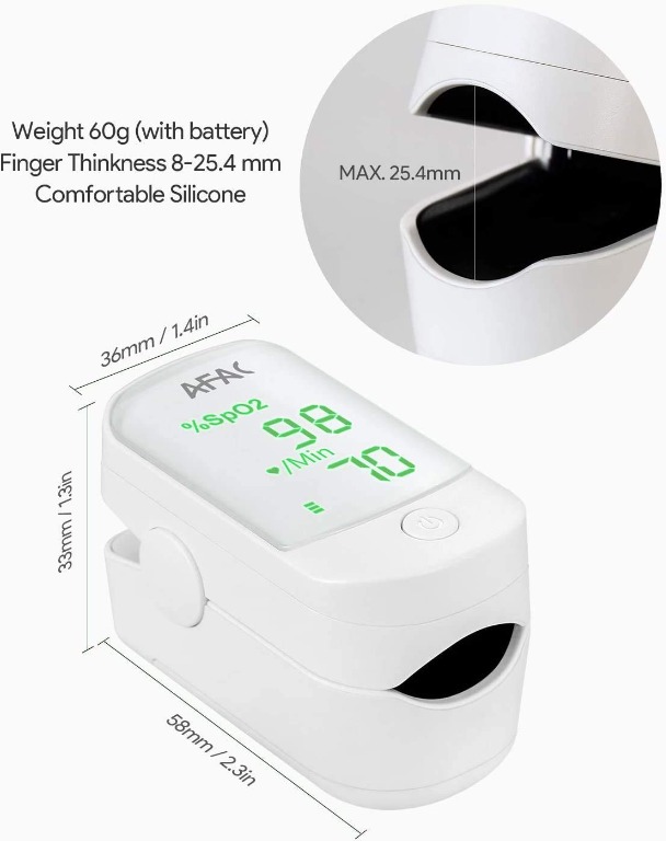 Afac Oxygen Saturation Monitor, Pulse Oximeter Finger Adult Child, Test ...