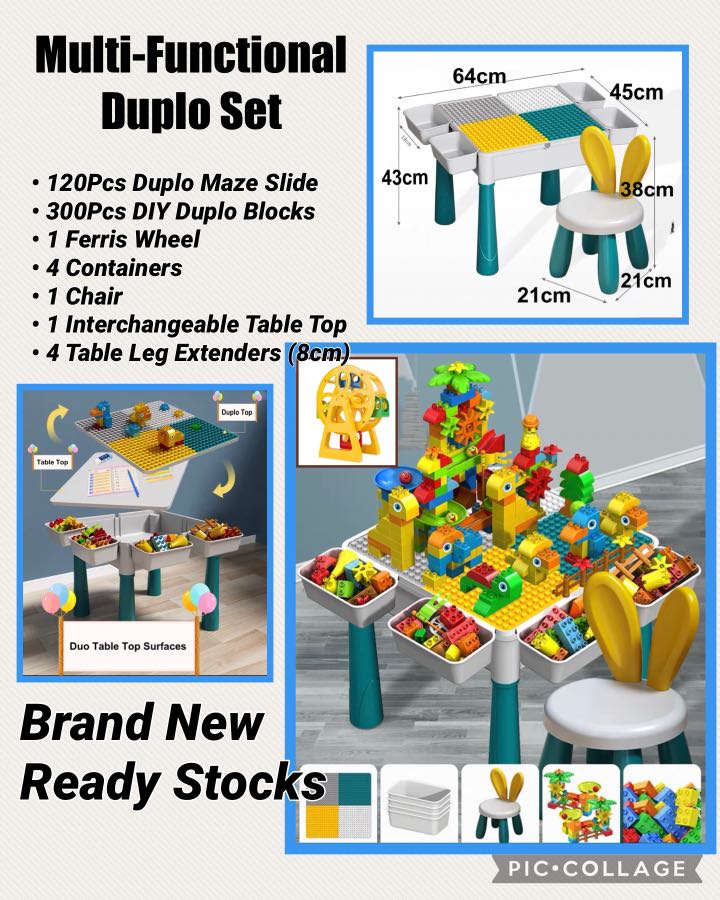BN! Duplo Blocks Set (Multi-purpose Table + 1 Chair + Duplo Maze + DIY ...