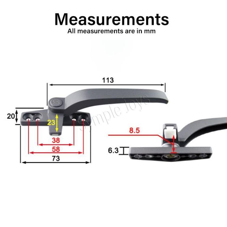 BTO HDB Window Handle Lever Casement Locking Handle, Furniture & Home ...
