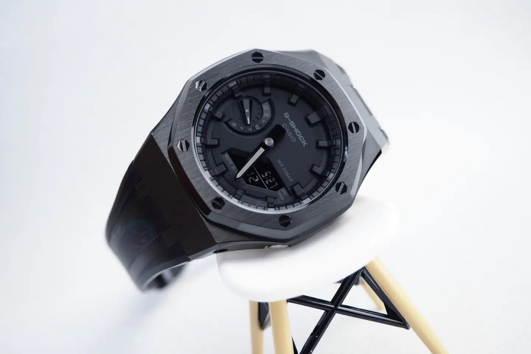 Casioak 21001A1 (45mm) Custom titanium black metal bezel and black ...