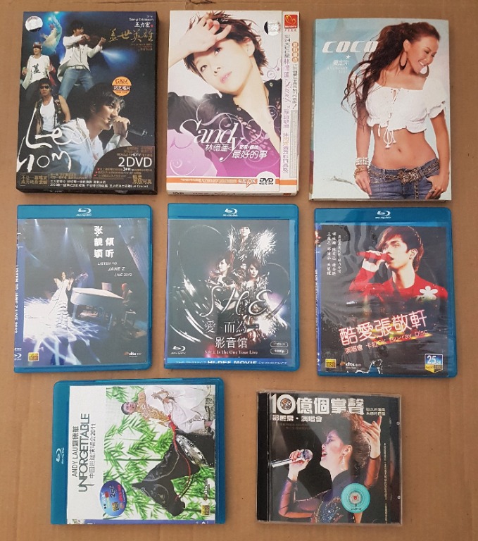 Collection of 8 Discs, Blue Ray, DVD, VCD, CD of Hong Kong Singers, Taiwanese Songbirds, Teresa ...