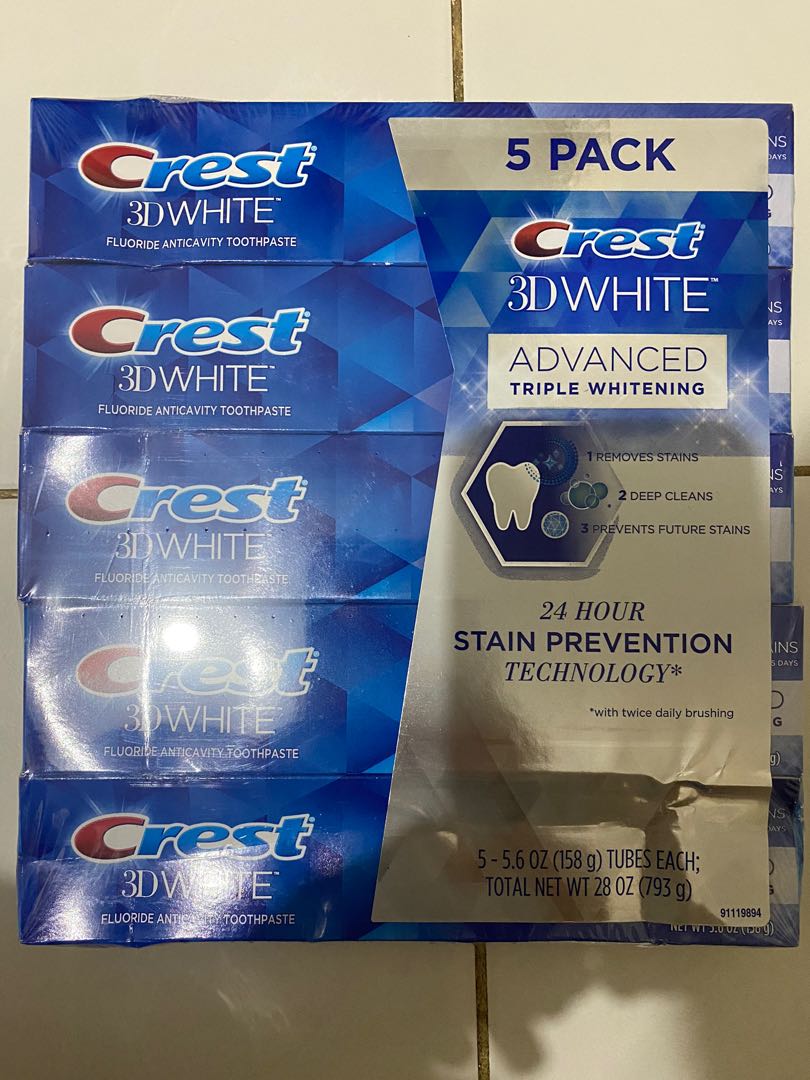 Crest 5Pack 3D White Advanced Triple Whitening, Beauty & Personal Care ...