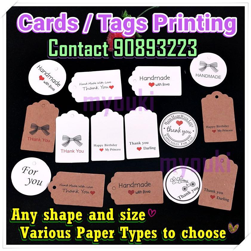 Custom Shape Cards / Tags Printing, Hobbies & Toys, Stationery & Craft ...