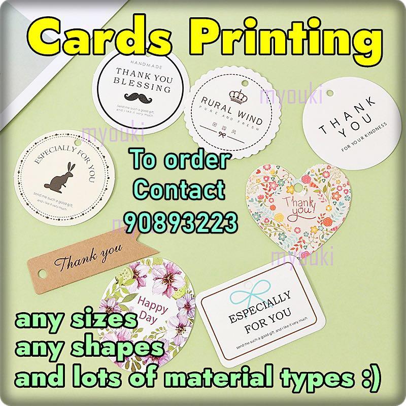 Custom Shape Cards / Tags Printing, Hobbies & Toys, Stationery & Craft ...