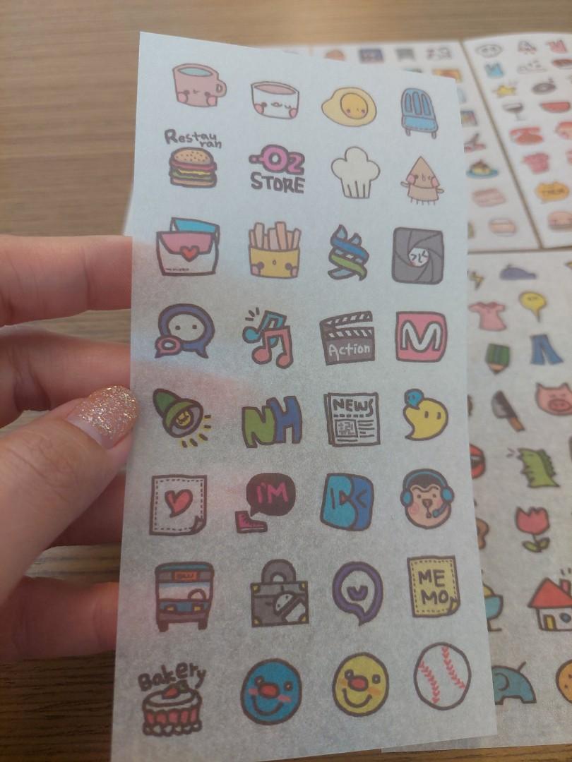 Cute graphic cartoon sticker pack (6 sheets), Hobbies & Toys ...
