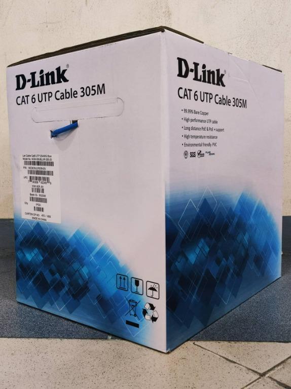 D-LINK UTP Lan Cable Cat6 Pure Copper 305M-Blue 25AWG, Computers & Tech ...
