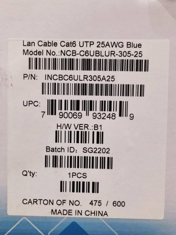 D-LINK UTP Lan Cable Cat6 Pure Copper 305M-Blue 25AWG, Computers & Tech, Parts & Accessories ...